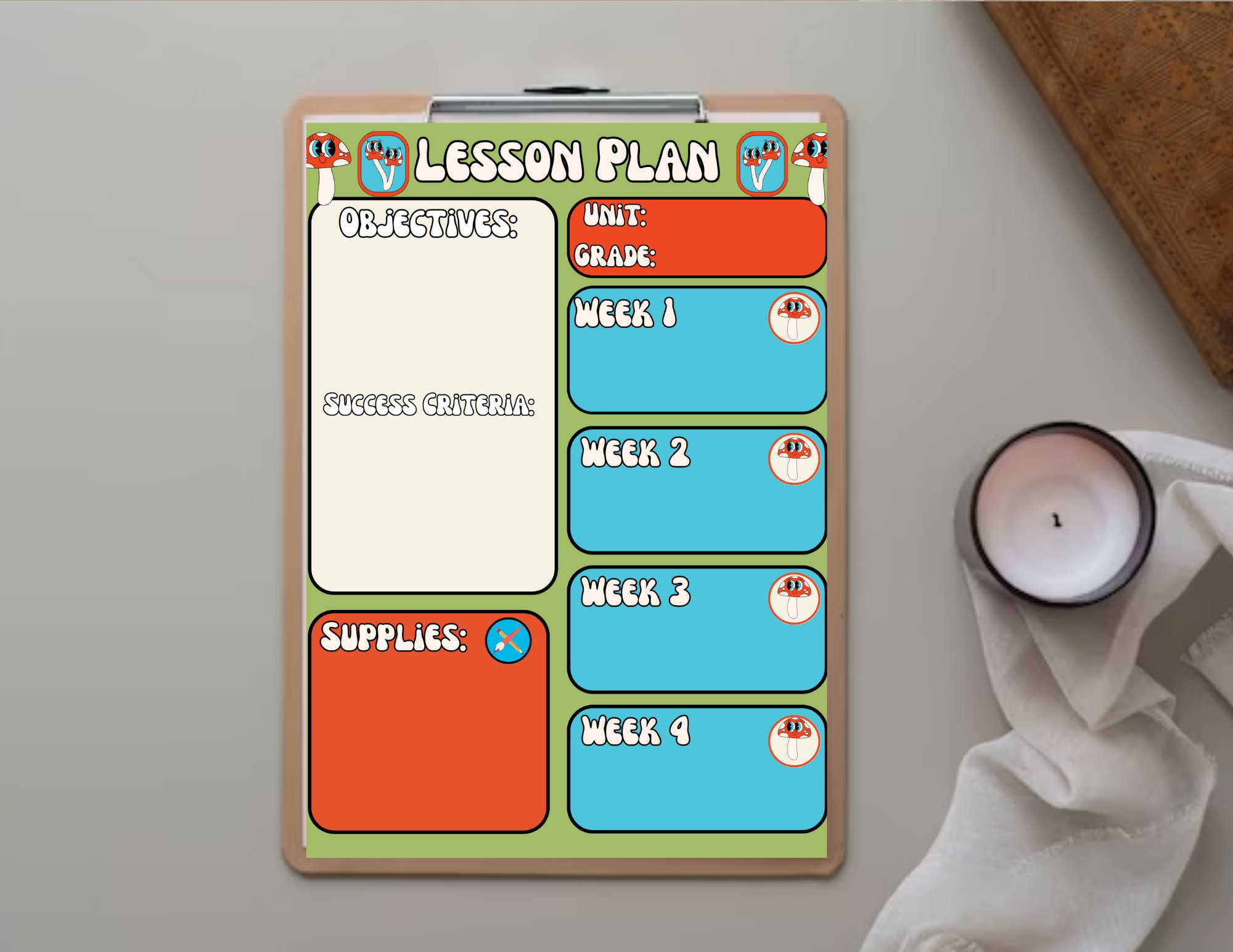 Weekly Lesson Plan Template- Groovy Classroom Digital Download 4 Lesson ...