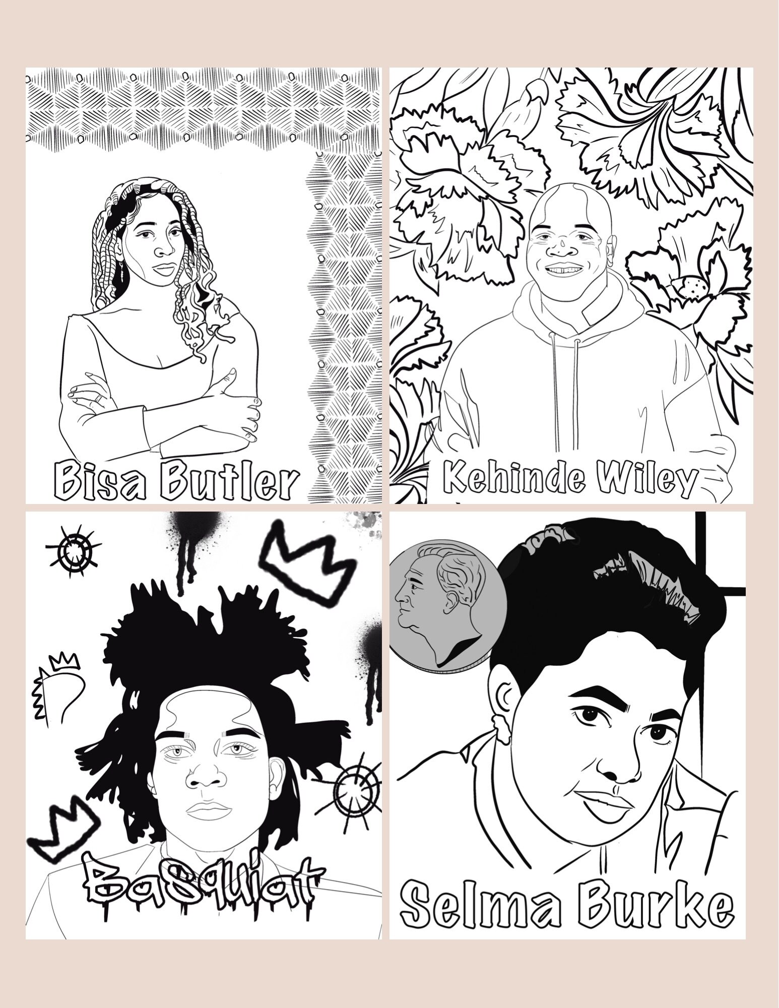 Celebrating Black Artists- 7 Unique Printable Coloring Pages- Black ...