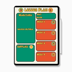 Weekly Lesson Plan Template- Groovy Classroom Digital Download 4 Lesson ...
