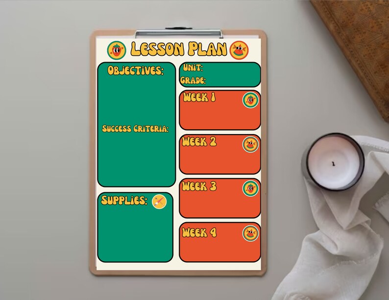 Weekly Lesson Plan Template- Groovy Classroom Digital Download 4 Lesson ...