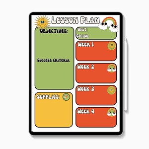 Weekly Lesson Plan Template- Groovy Classroom Digital Download 4 Lesson ...