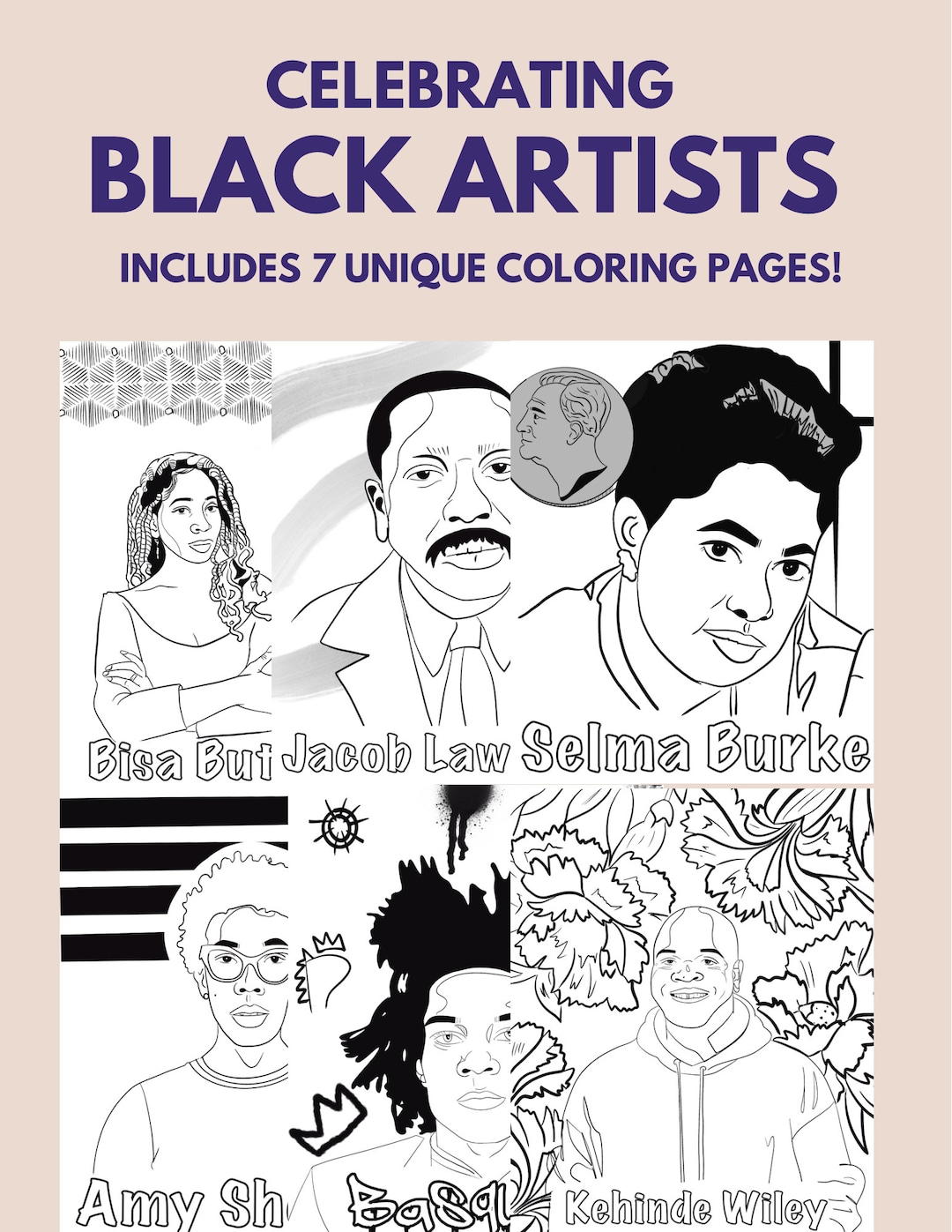 Celebrating Black Artists- 7 Unique Printable Coloring Pages- Black ...
