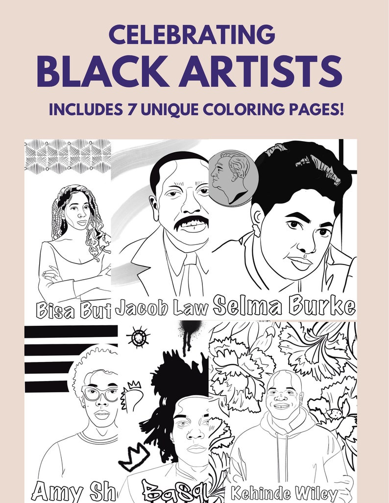 Celebrating Black Artists- 7 Unique Printable Coloring Pages- Black ...