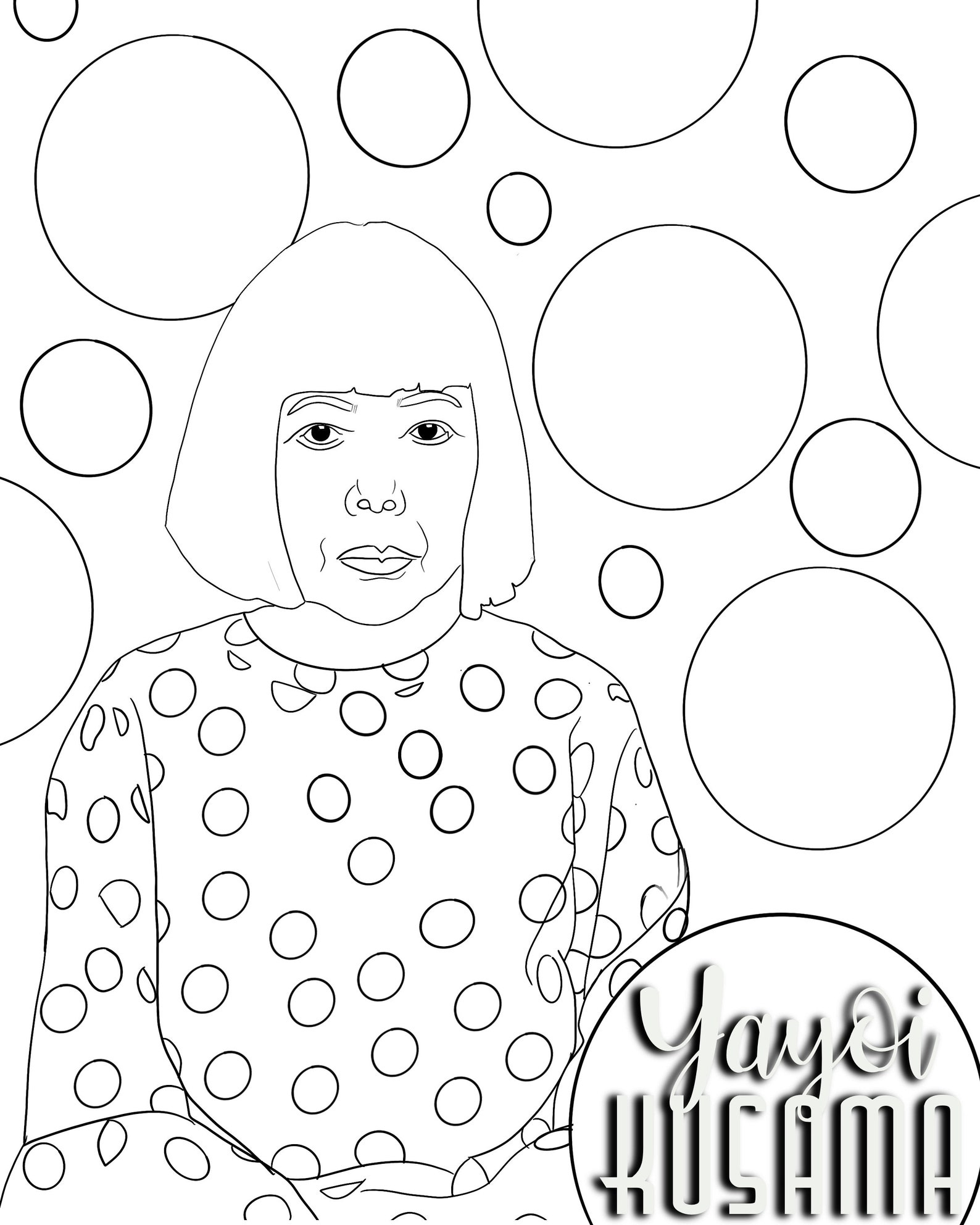Women in Art Coloring Page Bundle yayoi Kusama. Frida Kahlo, Alma ...