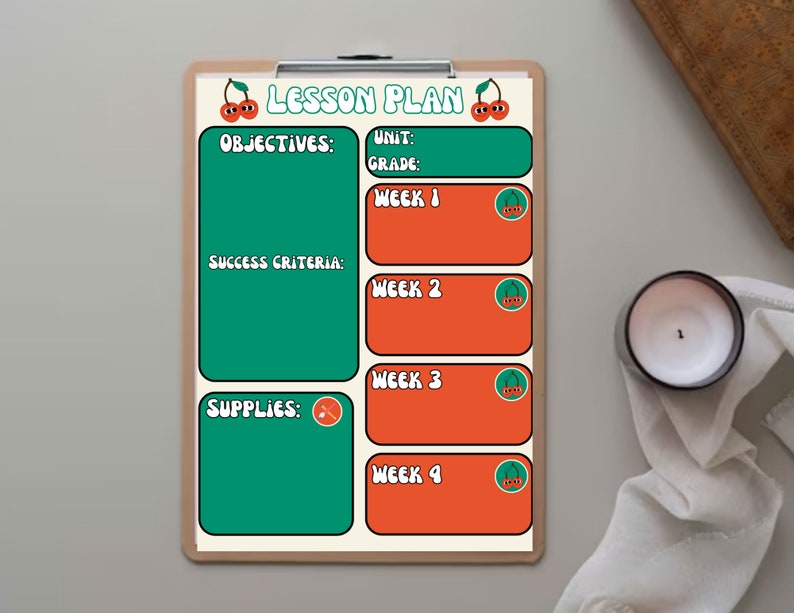 Weekly Lesson Plan Template- Groovy Classroom Digital Download 4 Lesson ...