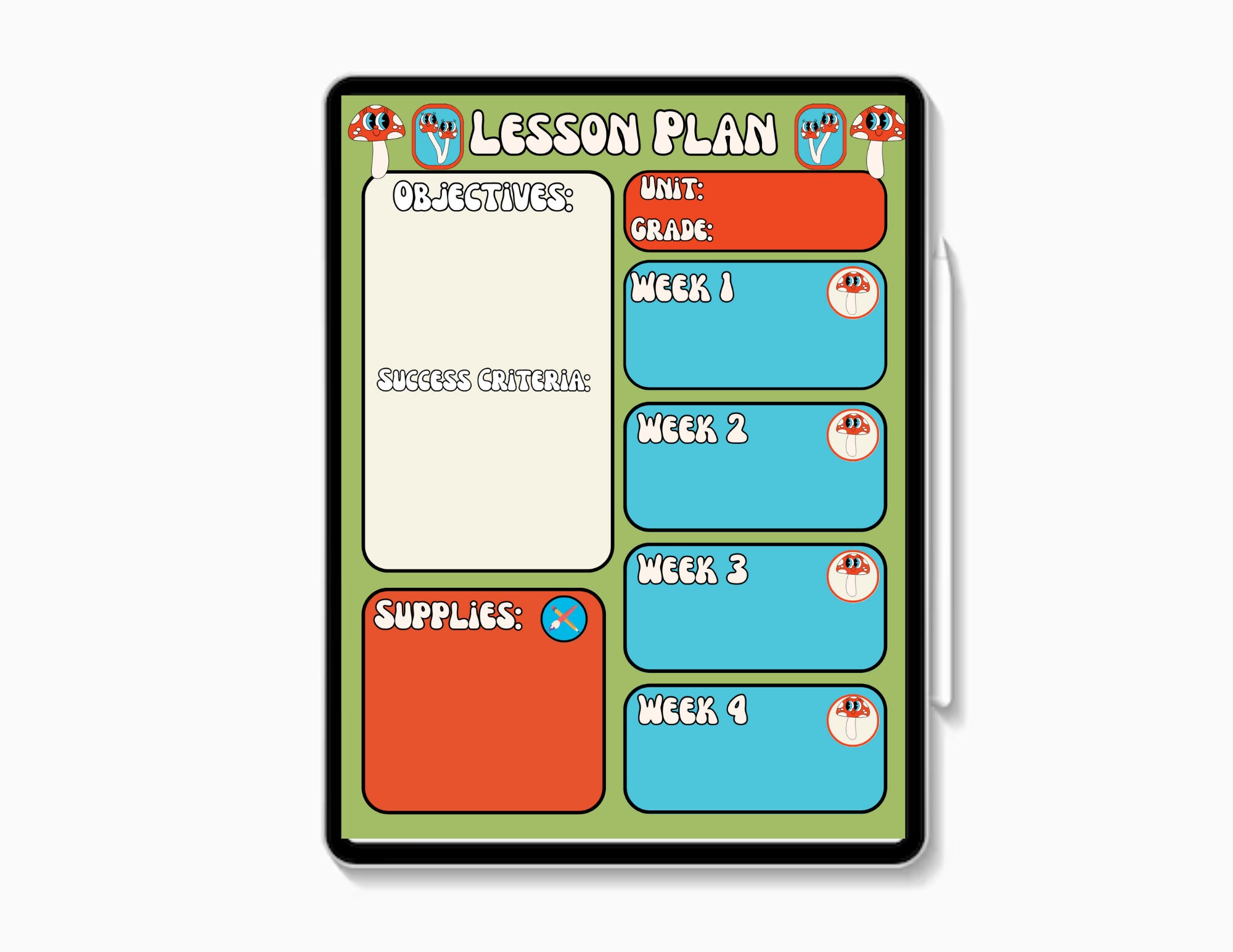 Weekly Lesson Plan Template- Groovy Classroom Digital Download 4 Lesson ...