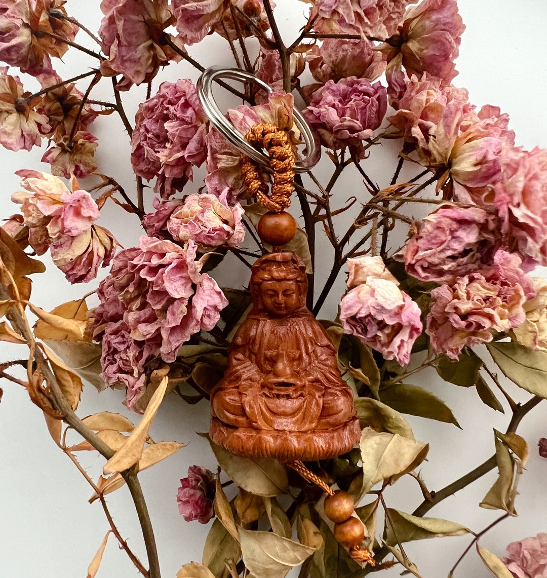 Keyring Buddha | Wood Look - Etsy