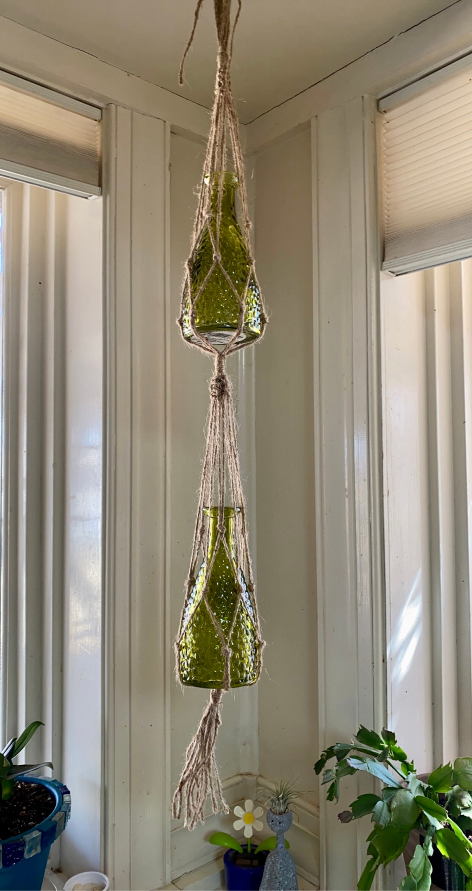 Two Tier Glass Macrame Propagation Station Hanging Glass | Etsy