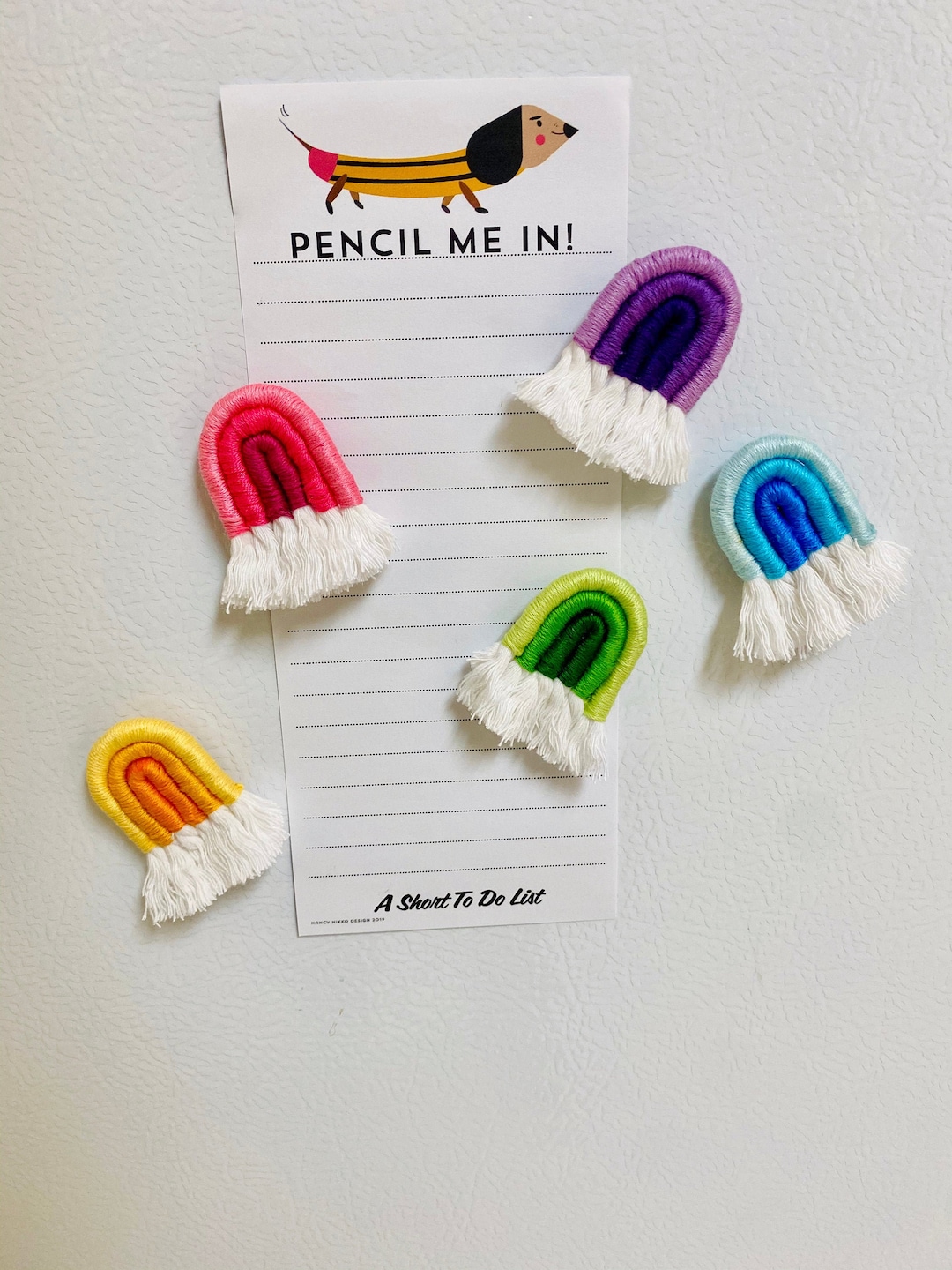 Mini Macramé Rainbow Magnets (set of 5) Cute Magnets, Unique, Kitchen ...