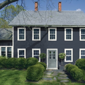 Navy Exterior Paint Color Scheme Blue Exterior Paint Farmhouse Exterior ...