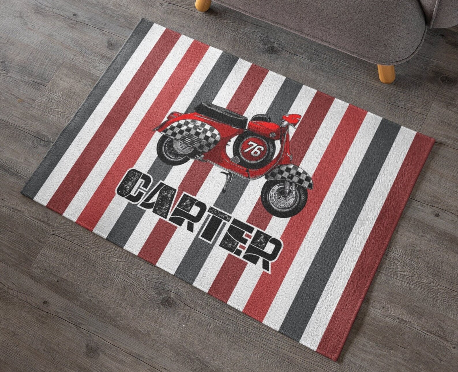 Motorcycle Rug for Boy Bedroom Personalized Motorbike Room Decor Dirt ...