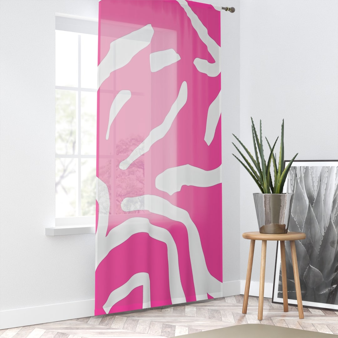 Pink Window Curtain Modern Pink Curtain Hot Pink Curtain Panel Pink ...