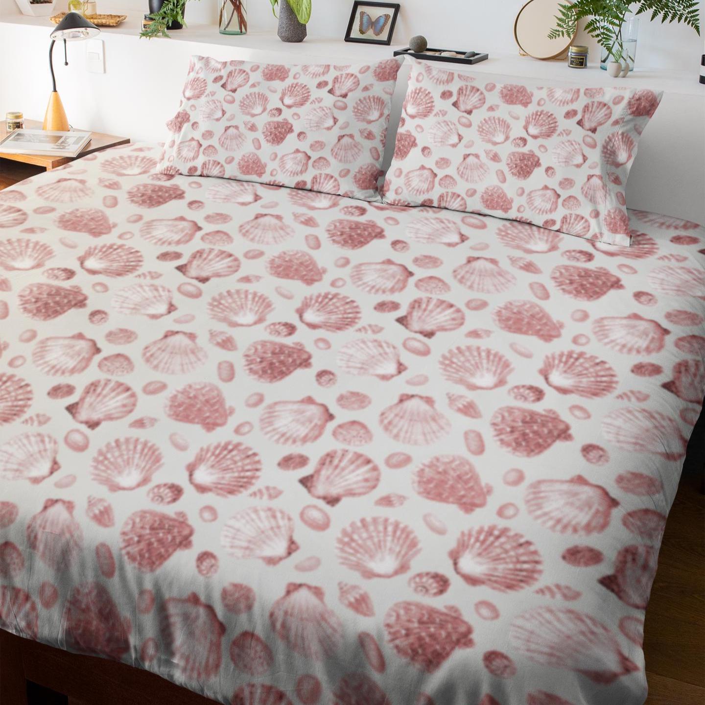 Seashell Duvet Cover Blue Nautical Bedding King Beach House Decor Ocean ...