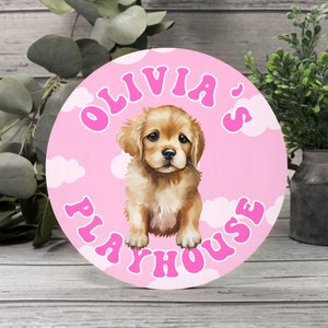 Playhouse Sign Girl Personalized Dog Gift Playroom Wall Decor Playhouse ...