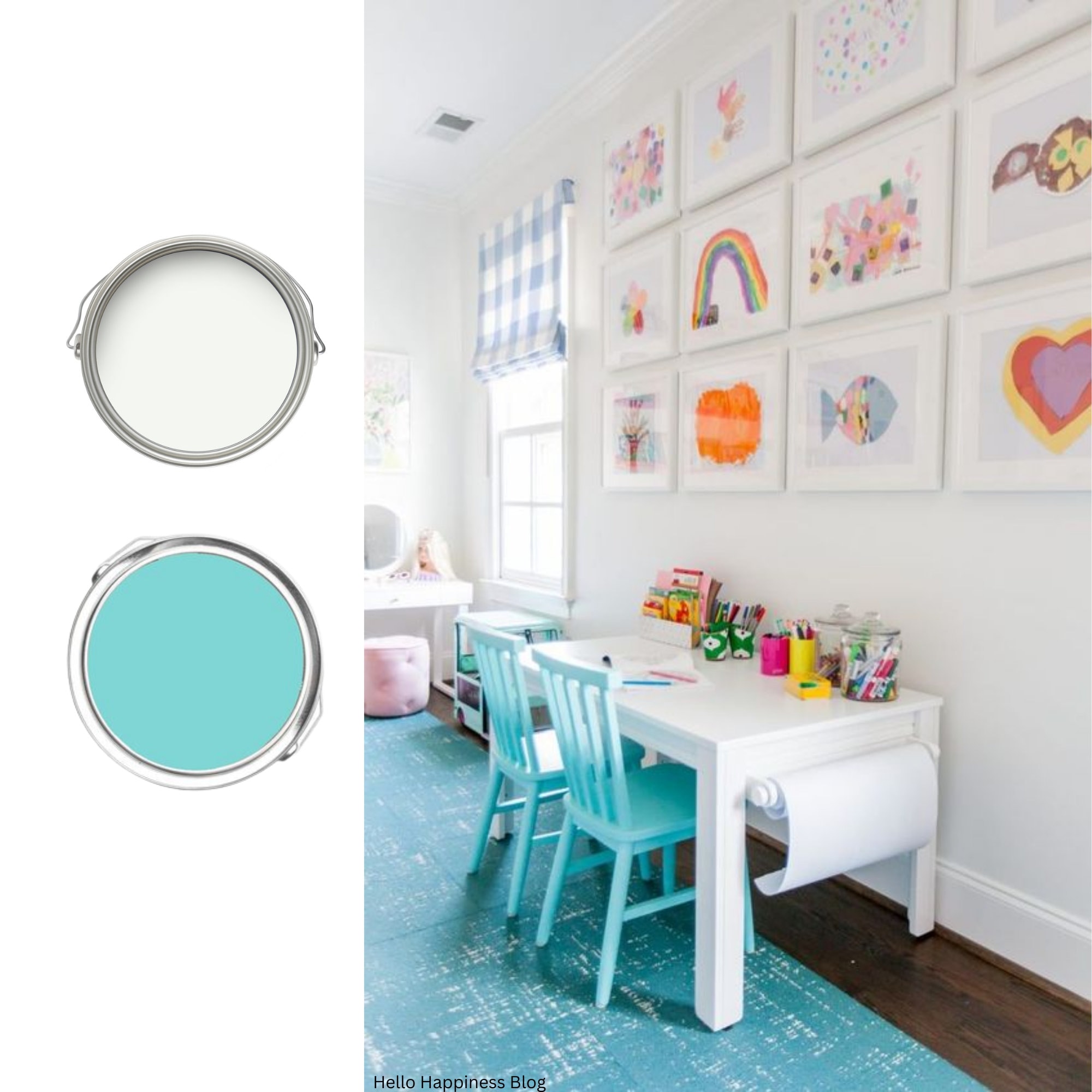 Girl Bedroom Paint Color Palette Butter Yellow Hot Pink Blue Pastel ...