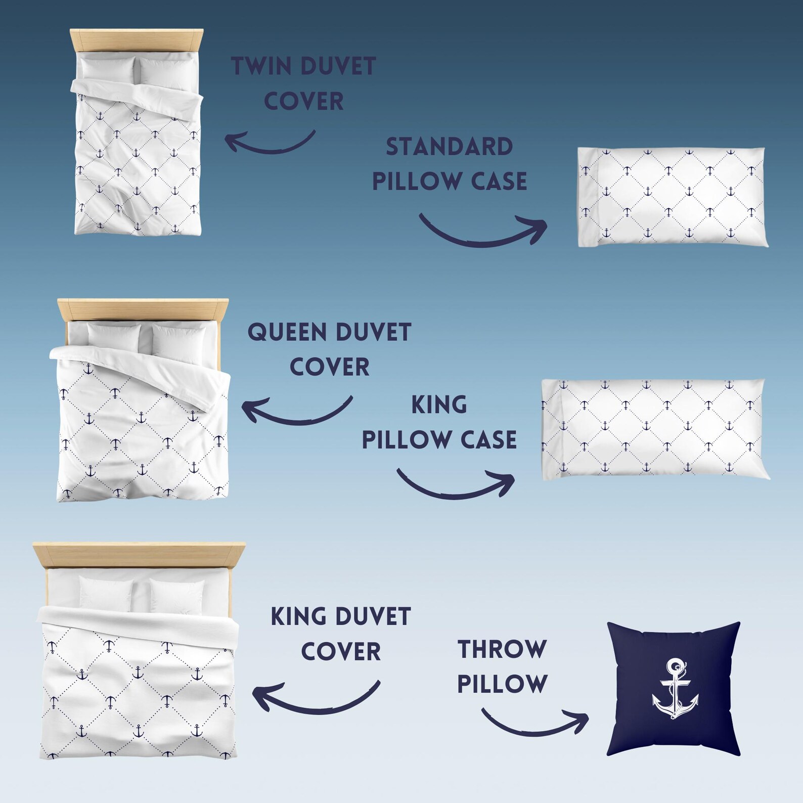 Boat Anchor Bedding Set Modern Coastal Duvet Cover Yacht Boat Bedding ...