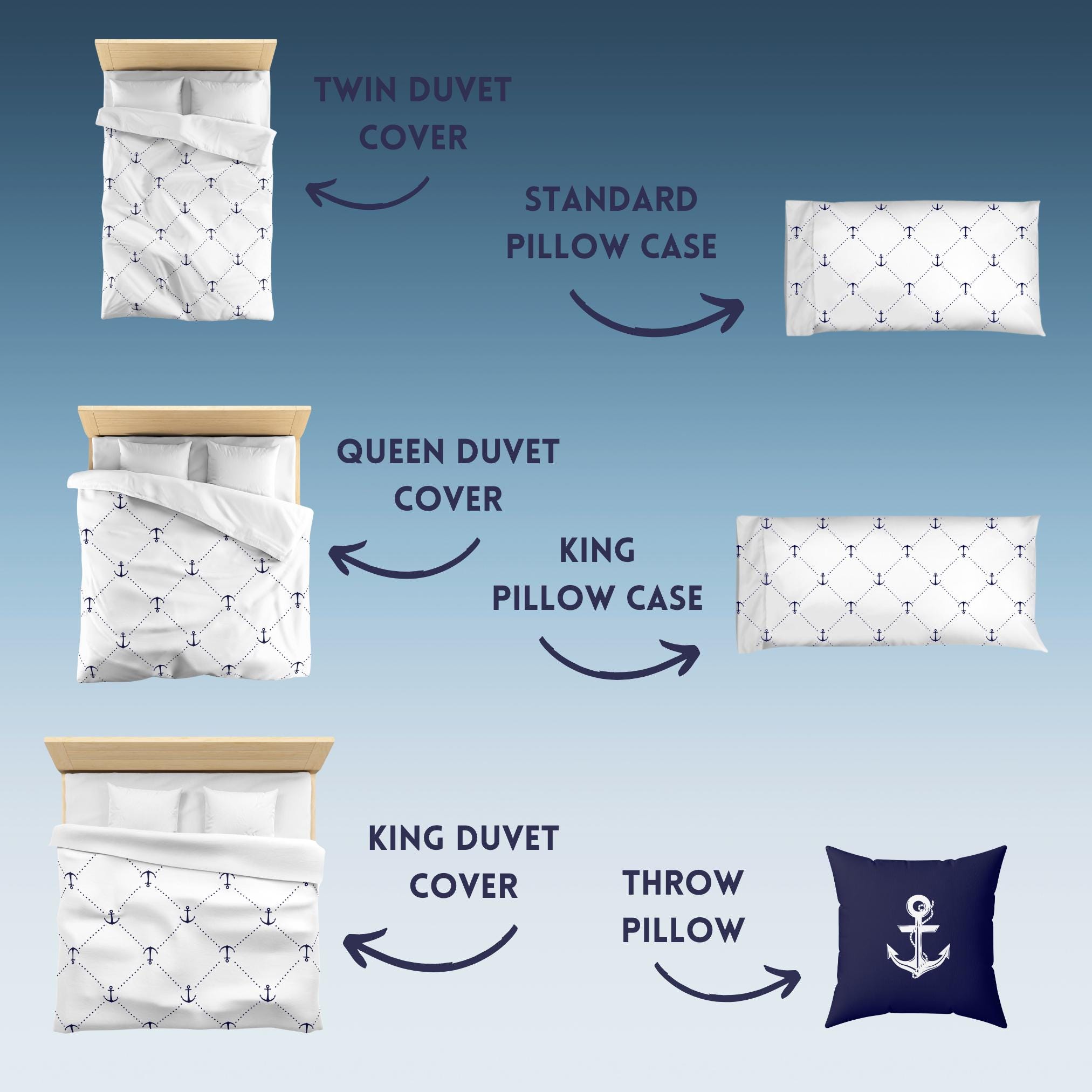 Boat Anchor Bedding Set Modern Coastal Duvet Cover Yacht Boat Bedding ...