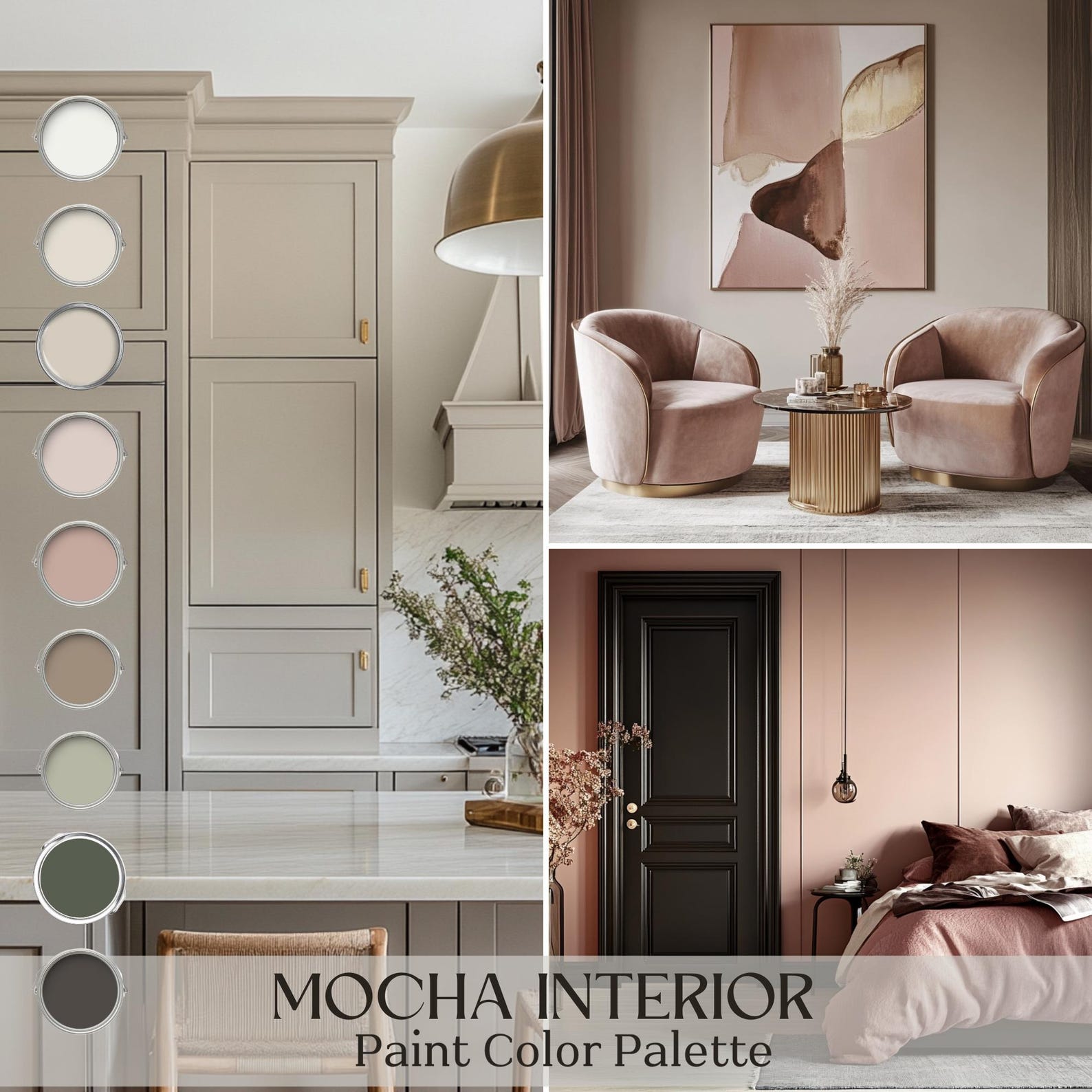 Mocha Paint Color Palette Sage Green Pink Paint Colour Scheme Kitchen ...