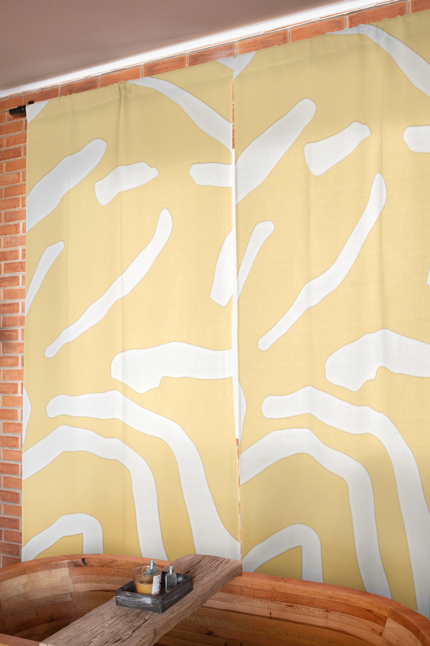 Yellow Window Curtain Boho Modern Curtain Yellow Cottage Curtain ...