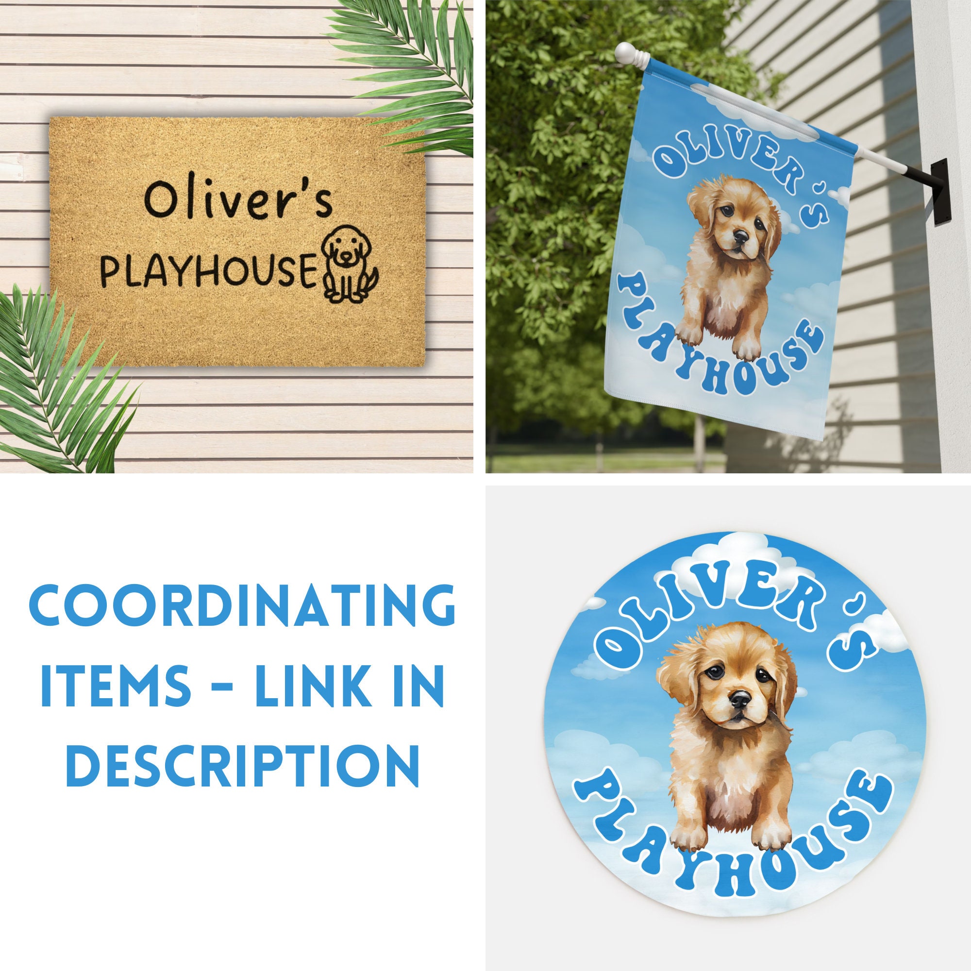 Playhouse Sign for Girl Personalized Play House Decor Kids Outdoor Flag ...