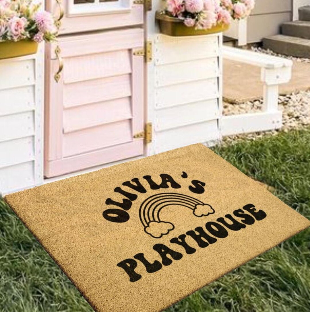 Personalized Playhouse Welcome Mat Kid Play House Accessories Outdoor ...