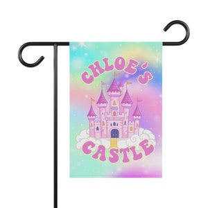 Playhouse Welcome Sign Personalized Princess Castle Flag Custom Rainbow ...