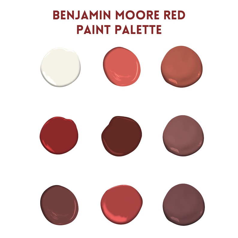 Neutral RED Paint Palette Muted Red Color Scheme Cottage Red Benjamin ...