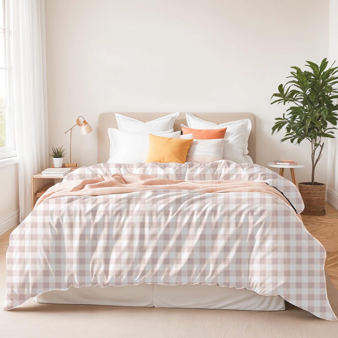 Pink Gingham Bedding Set Personalized Gingham Duvet Blue Bedding ...