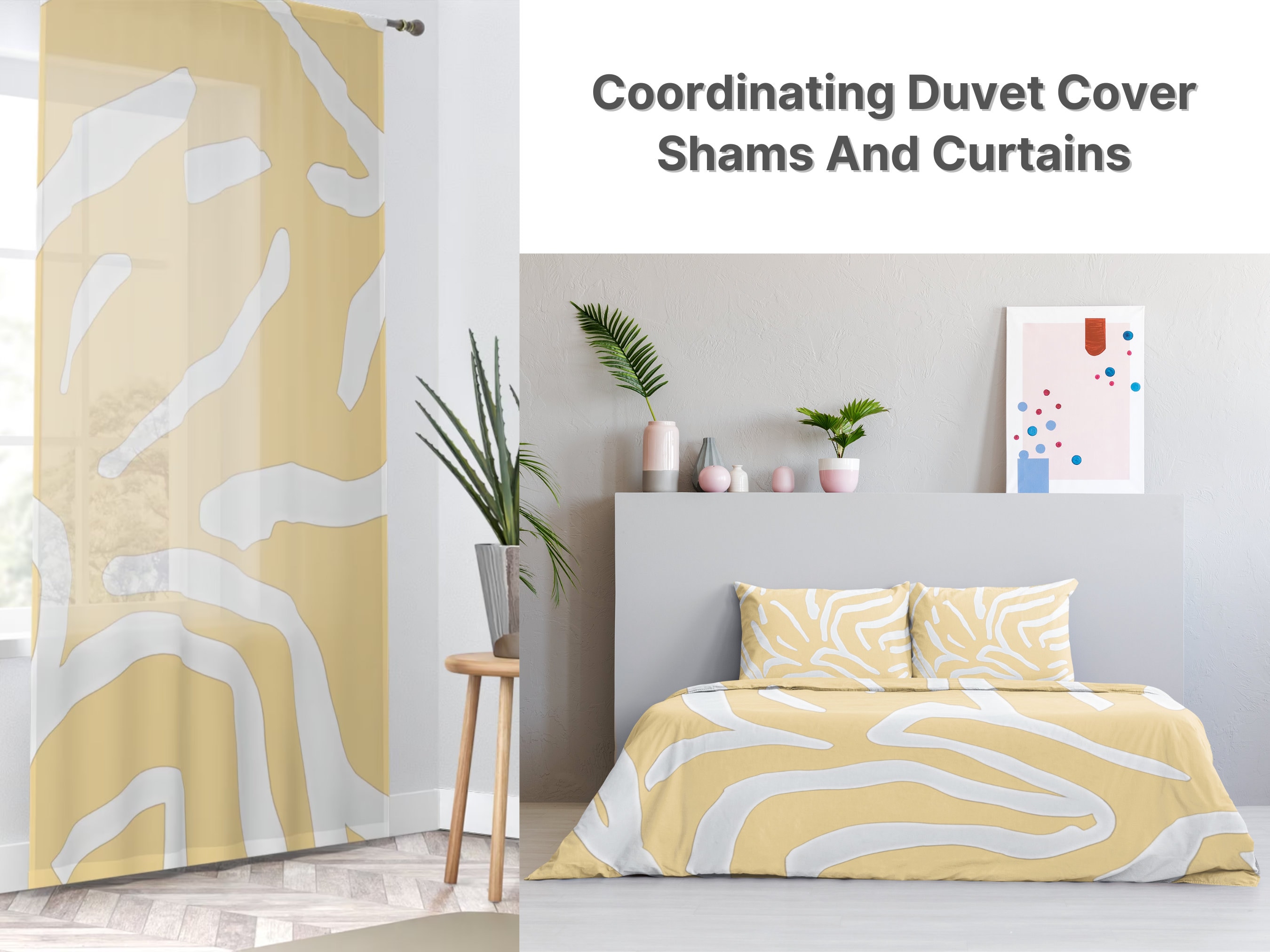 Yellow Window Curtain Boho Modern Curtain Yellow Cottage Curtain ...