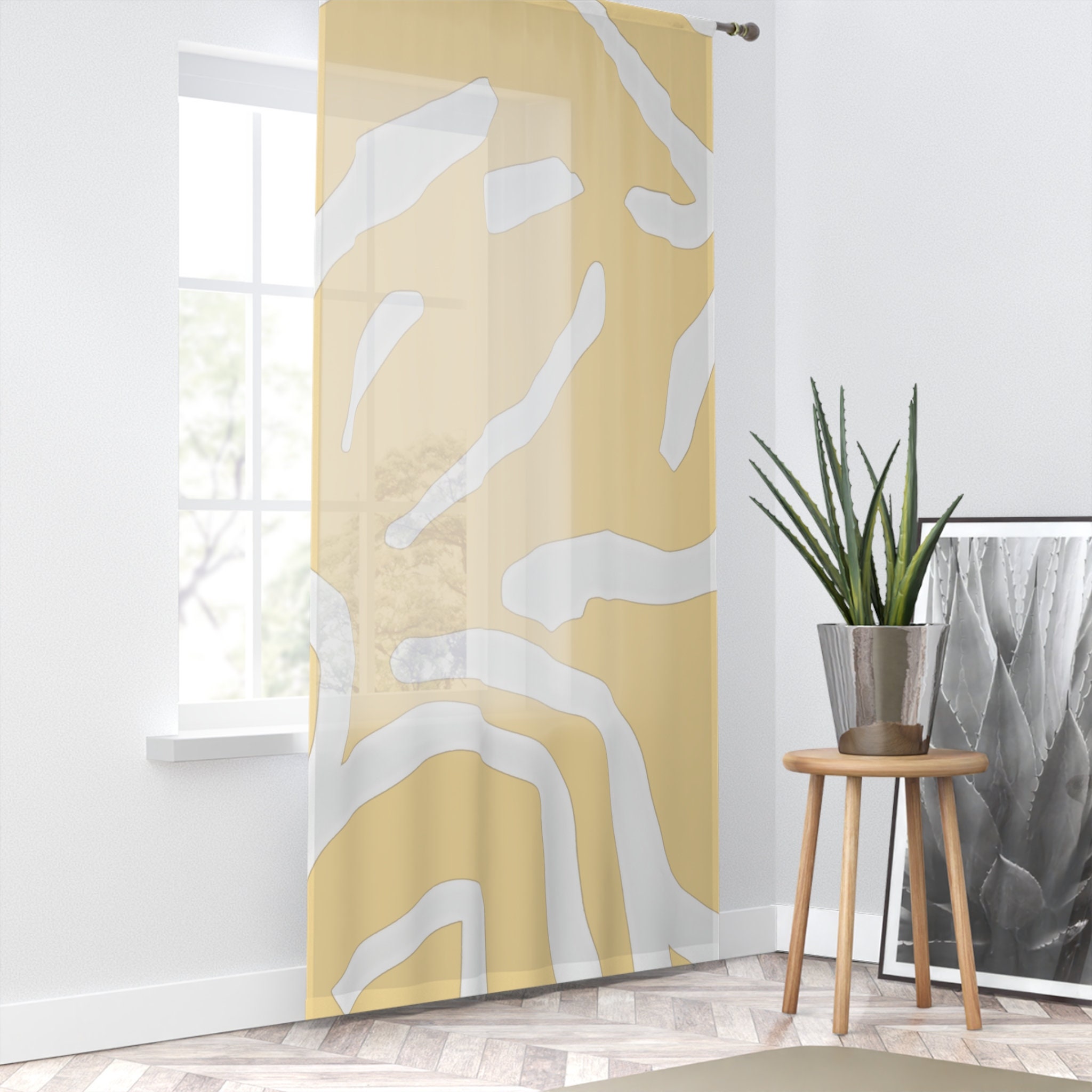 Yellow Window Curtain Boho Modern Curtain Yellow Cottage Curtain ...