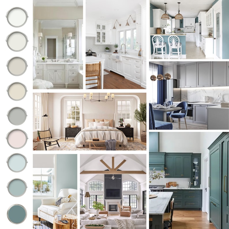 Coastal Farmhouse Color Palette Benjamin Moore Paint Scheme Living Room ...
