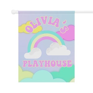 Kids Playhouse Sign Personalized Boho Rainbow Sign Playhouse Flag Girl ...