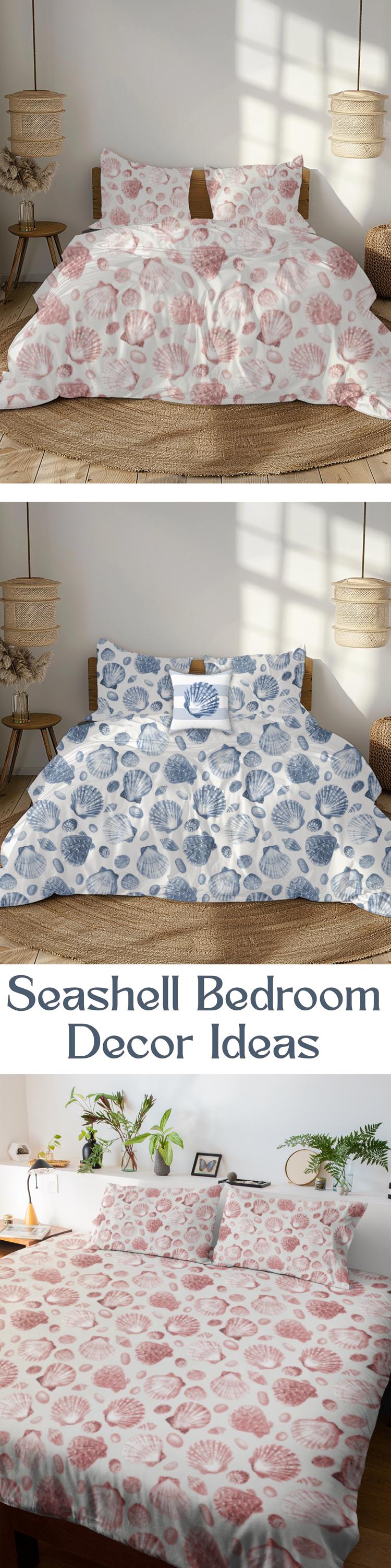 Seashell Duvet Cover Blue Nautical Bedding King Beach House Decor Ocean ...