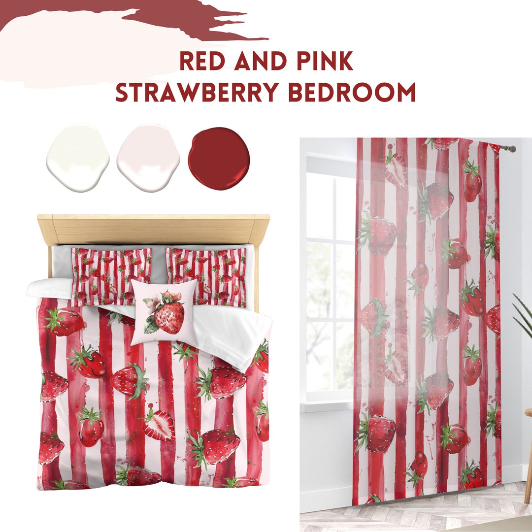 Strawberry Bedding Set Queen Strawberry Bedroom Red Strawberry Room ...