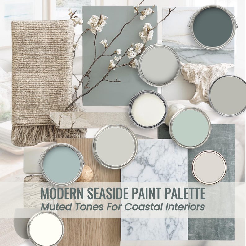 Modern Seaside Paint Palette Coastal House Paint Color Gray Blue Green ...