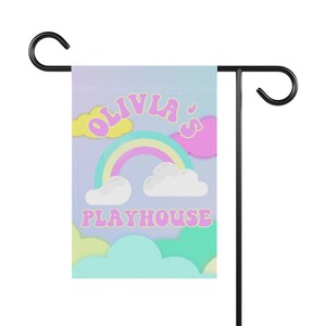 Kids Playhouse Sign Personalized Boho Rainbow Sign Playhouse Flag Girl ...