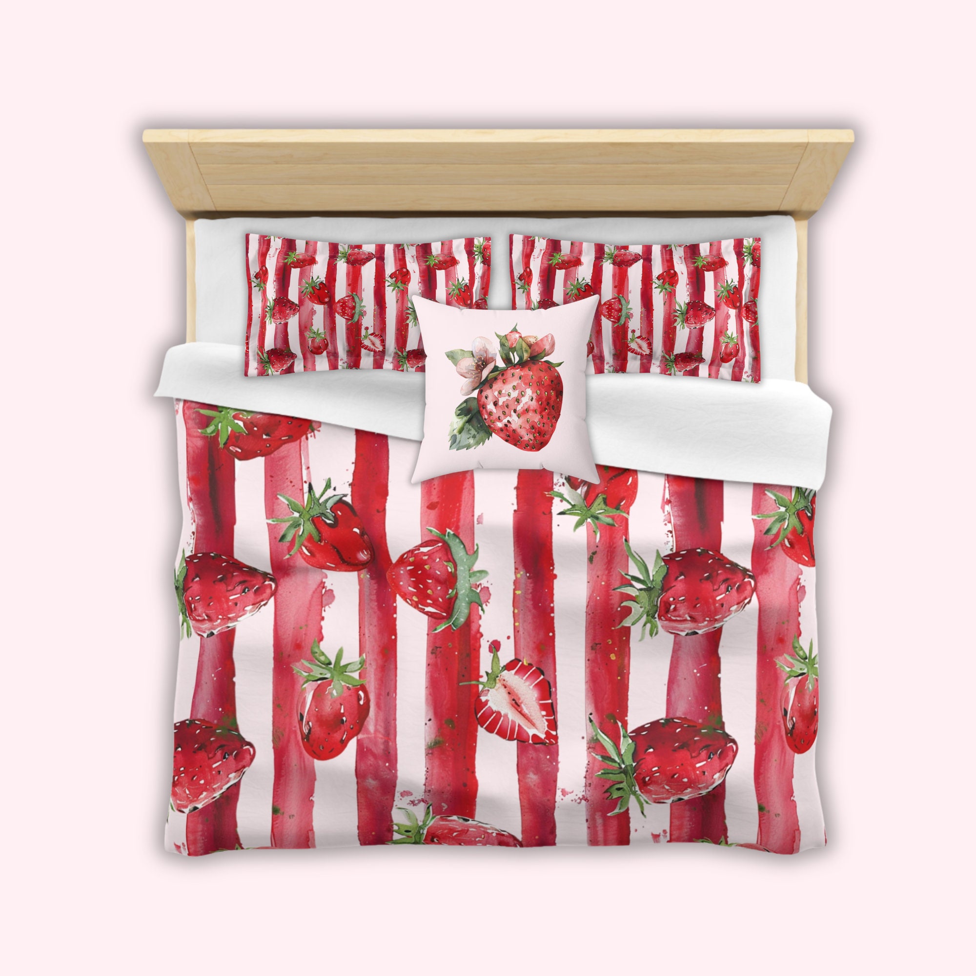 Strawberry Bedding Set Queen Strawberry Bedroom Red Strawberry Room ...