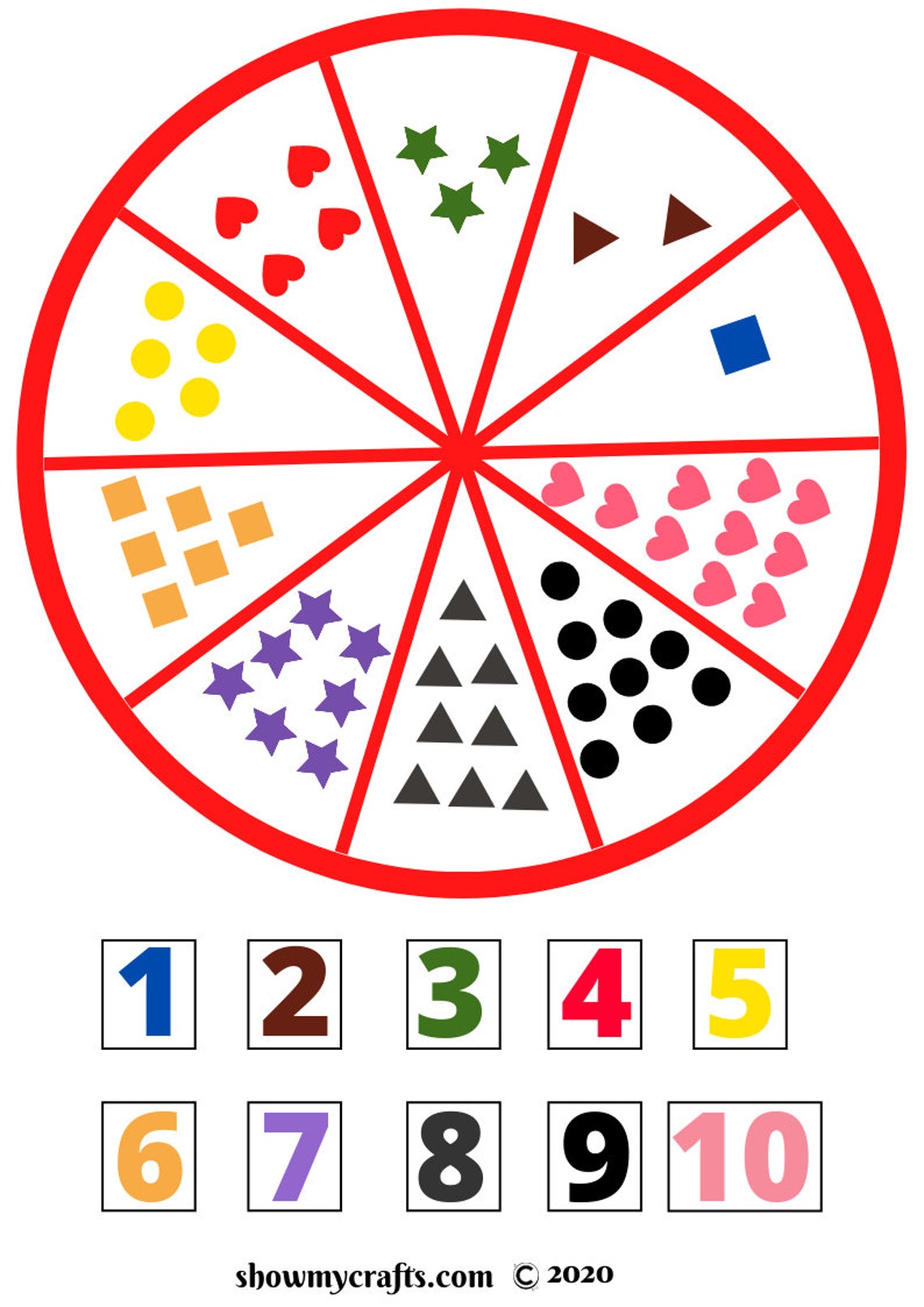 Number Matching Game Printable. Counting Worksheets 1-20. Shape ...