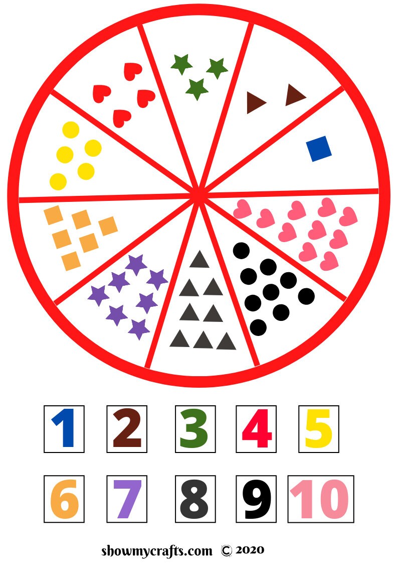 Number Matching Game Printable. Counting Worksheets 1-20. Shape ...