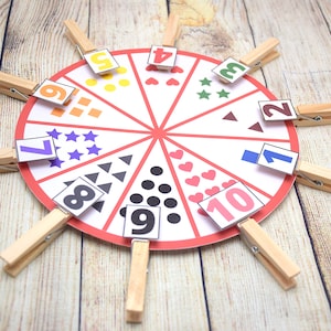 Number Matching Game Printable. Counting Worksheets 1-20. Shape ...