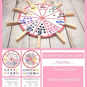 Number Matching Game Printable. Counting Worksheets 1-20. Shape ...