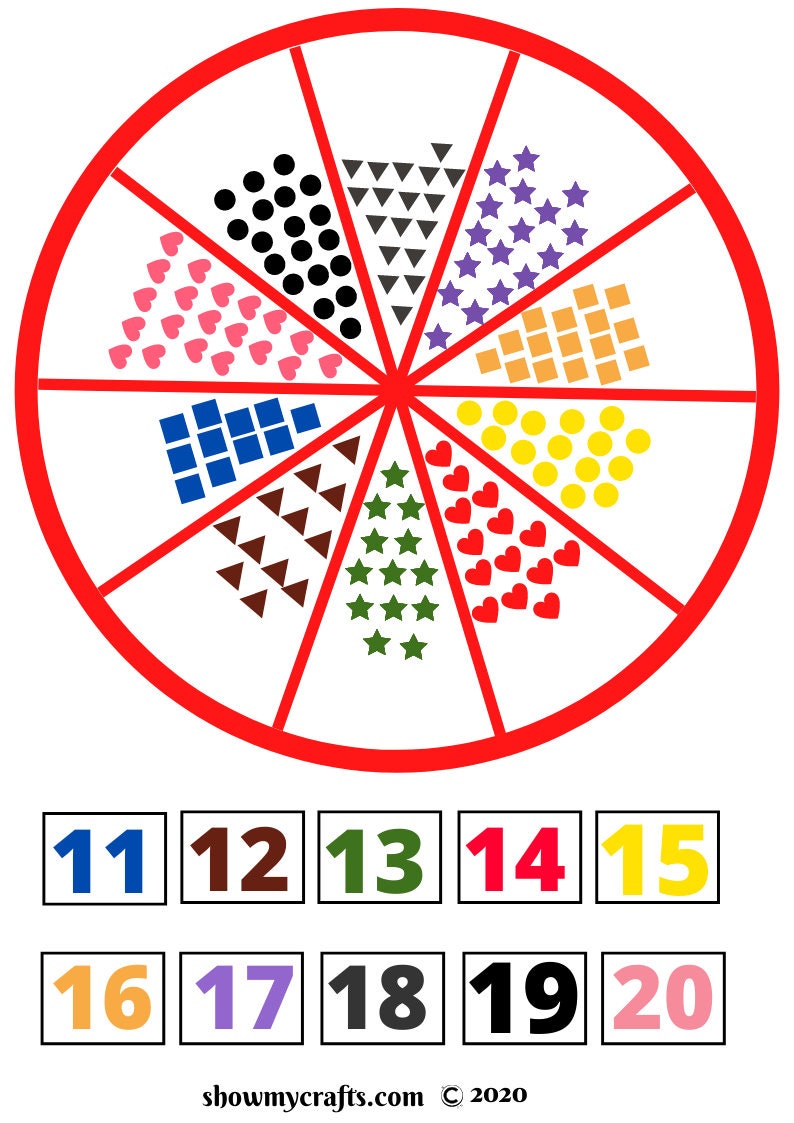 Number Matching Game Printable. Counting Worksheets 1-20. Shape ...