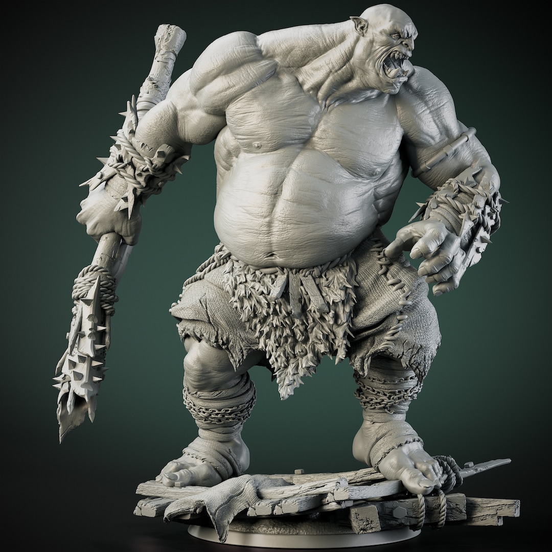 3d Printed Ogre Miniature, Highly Detailed Fantasy Figure for Tabletop ...