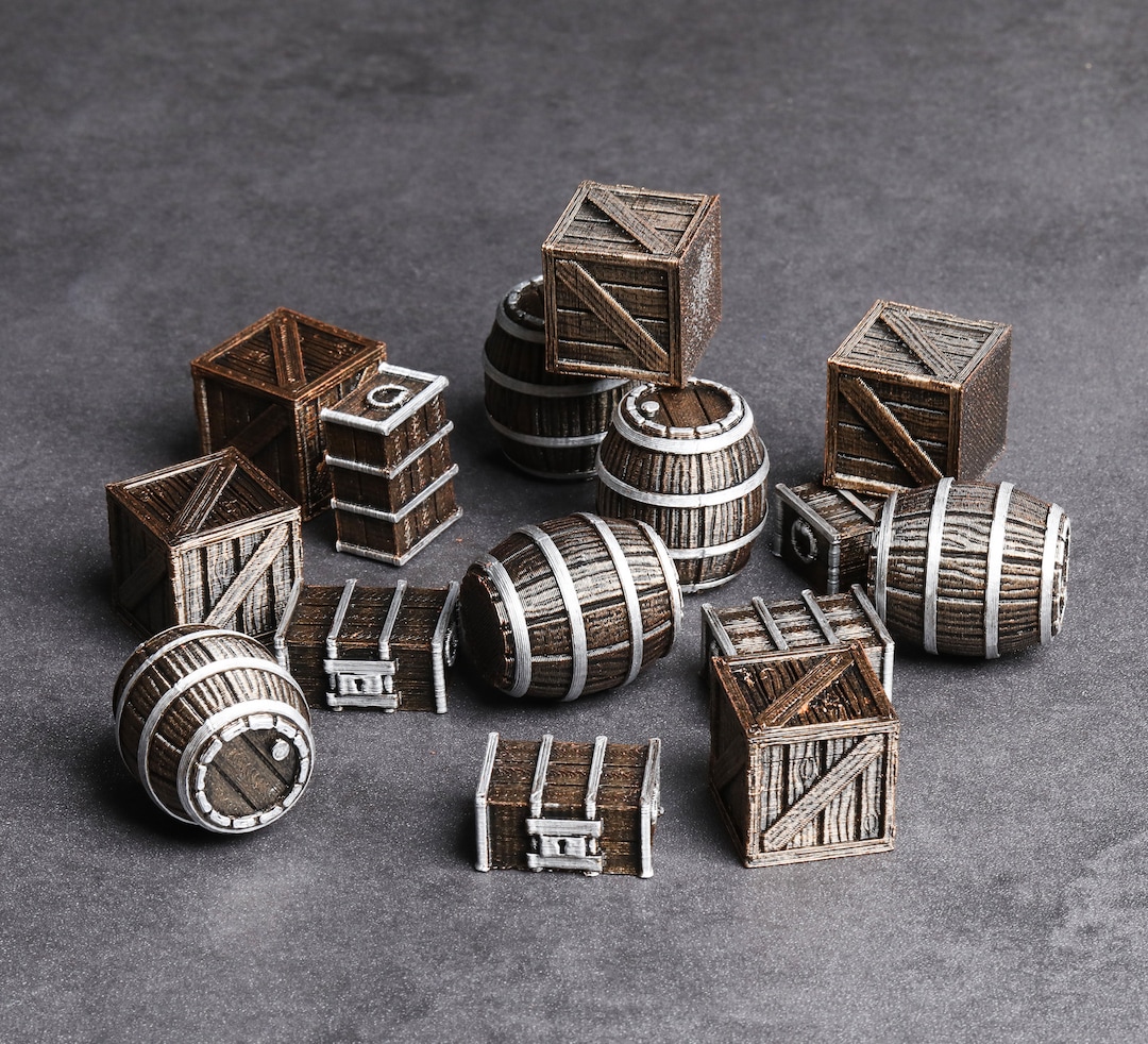 DND Chests Crates and Barrels DND Accessories for DND Miniature Terrain ...