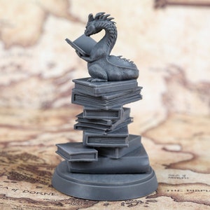 Dragon Reading Book Statue, 3D Printed Resin Art Sculpture, Outdoor ...
