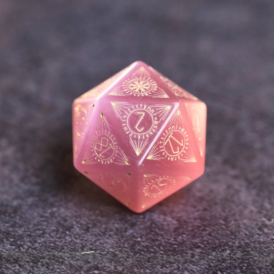 Pink Opalite Polyhedral Dice Set Gemstone Dnd Dice Set for Dungeons and ...