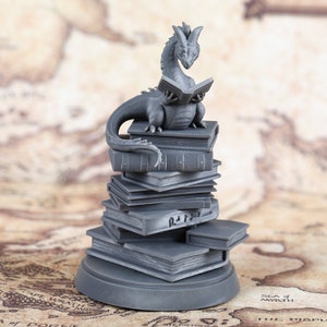 Dragon Reading Book Statue, 3D Printed Resin Art Sculpture, Outdoor ...