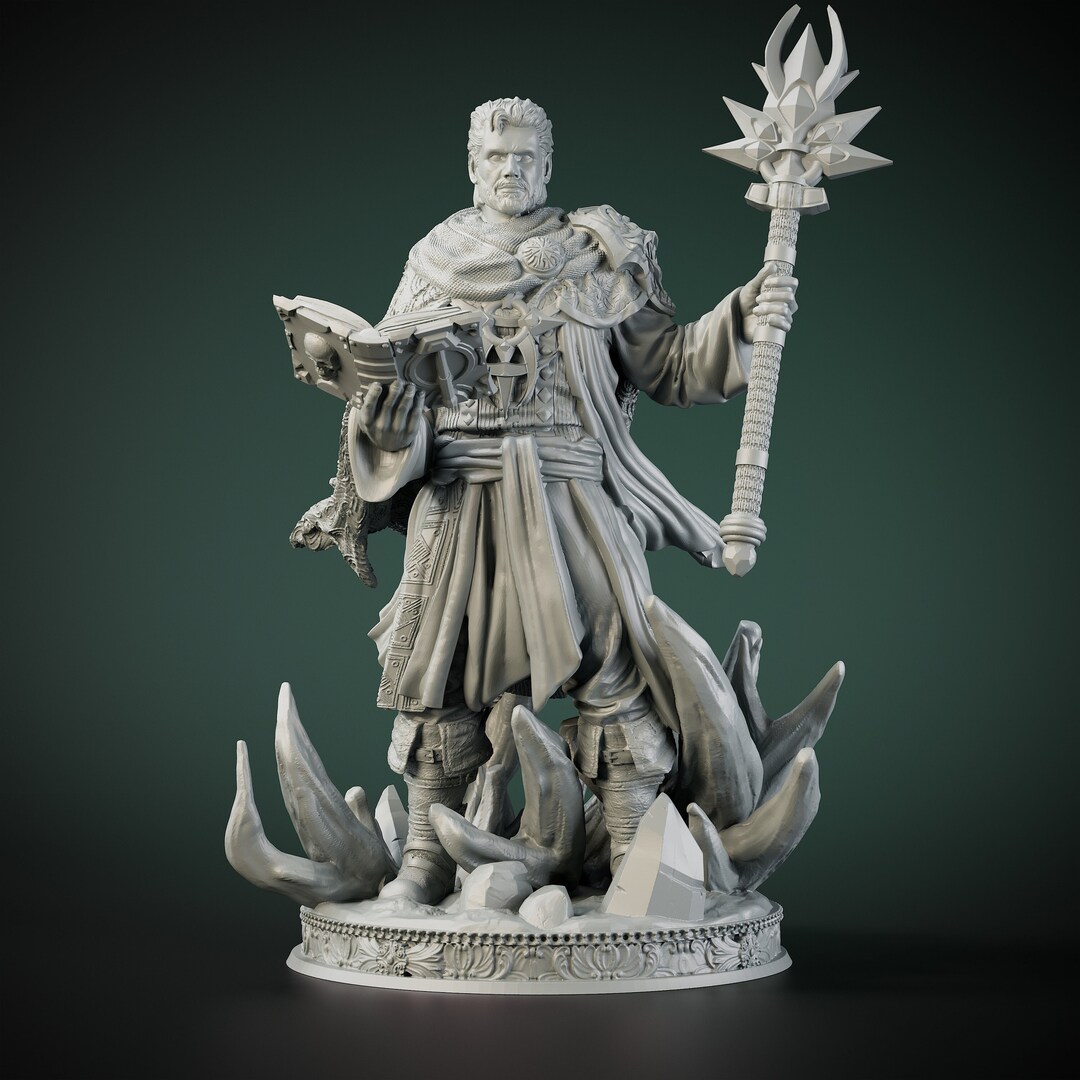Human Wizard Miniature, Unpainted Fantasy Minis, 28mm/32mm Resin ...