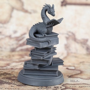 Dragon Reading Book Statue, 3D Printed Resin Art Sculpture, Outdoor ...