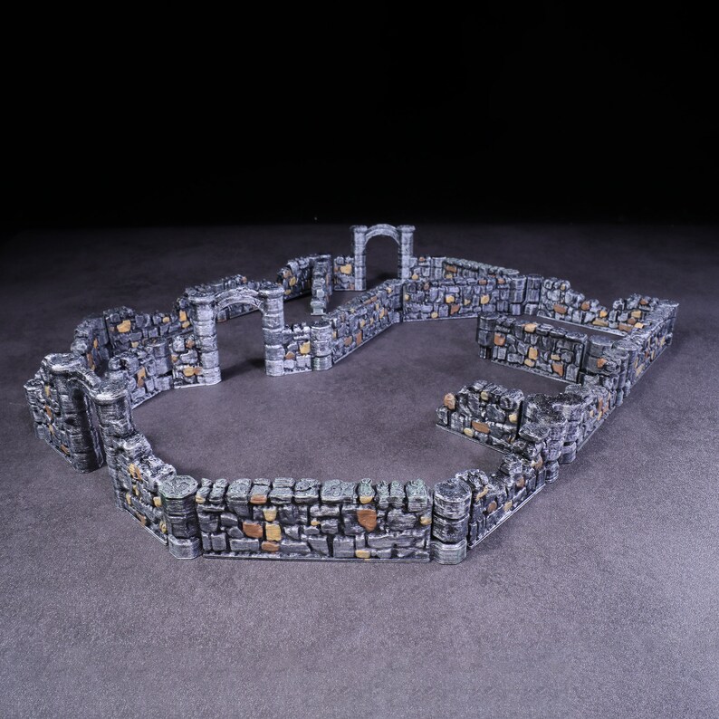 Dungeon Wall Ruined Stone Wall Map Building Tile Set Scenery - Etsy